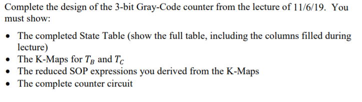 Solved Complete the design of the 3-bit Gray-Code counter | Chegg.com