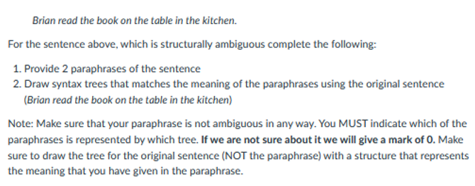 Linguistics question, Draw syntax trees (these trees | Chegg.com