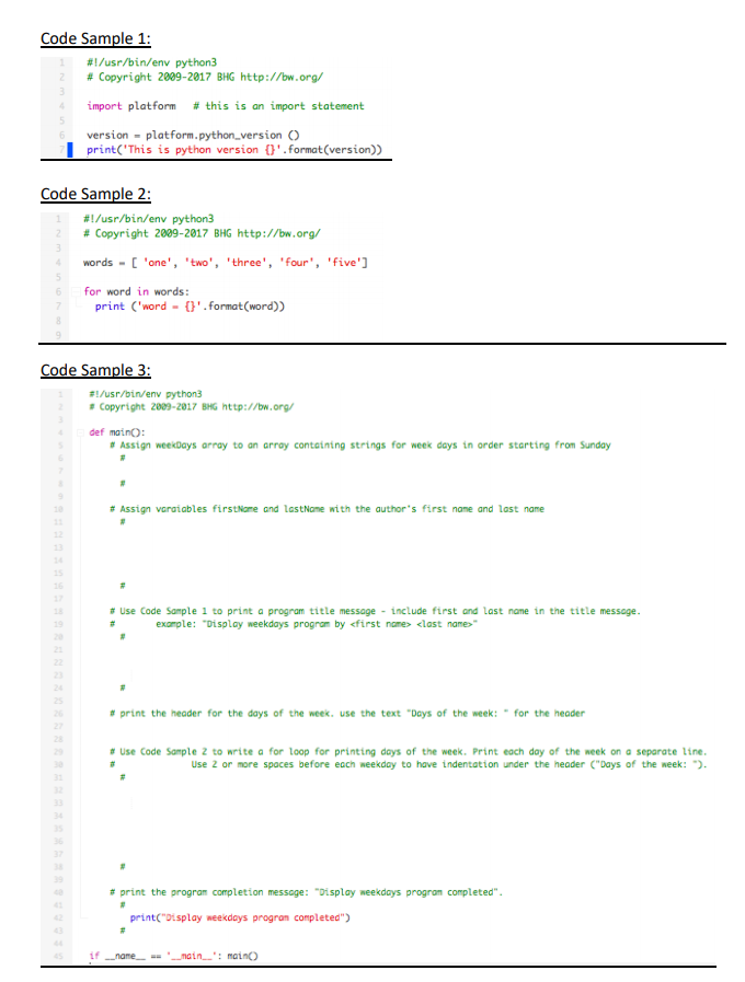 Solved 1. Use the code samples provided in this document to | Chegg.com