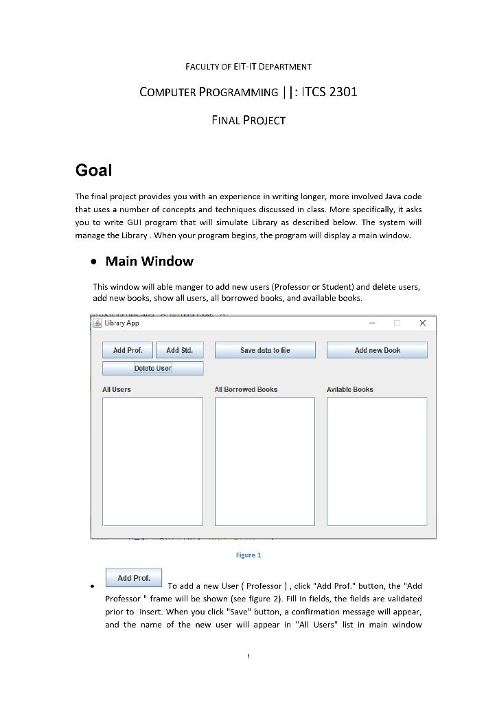 Solved FACULTY OF EIT-IT DEPARTMENT COMPUTER PROGRAMMING |T: | Chegg.com