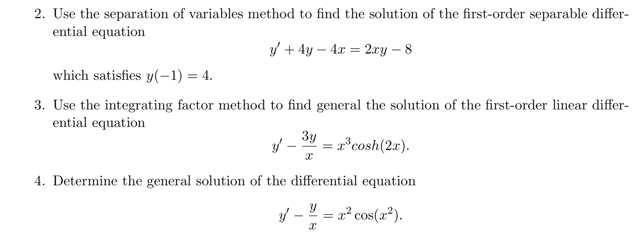 Solved Use the separation of variables method to find the | Chegg.com