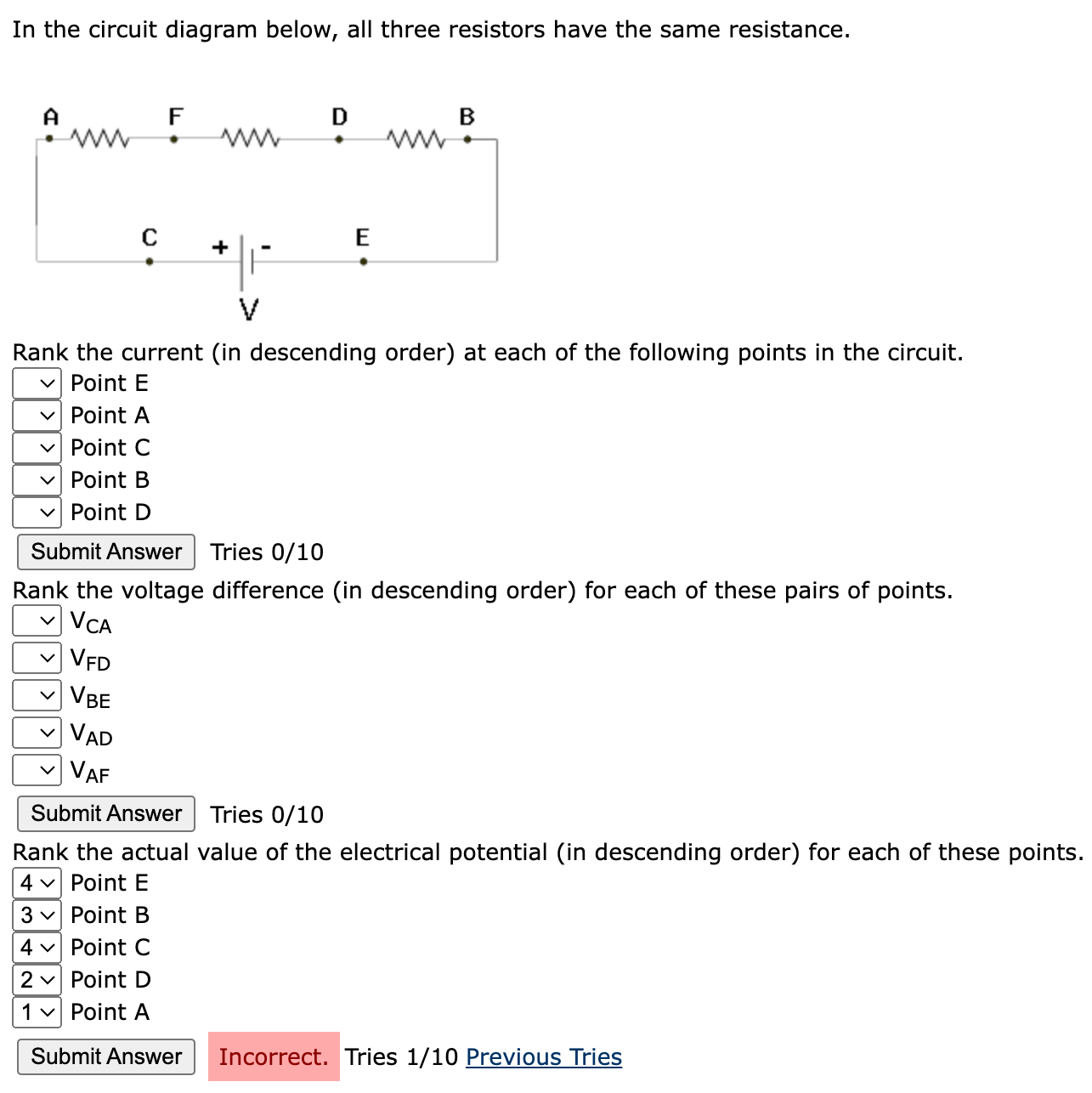 Solved In the circuit diagram below, all three resistors | Chegg.com