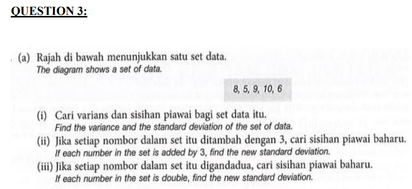 Solved (a) Rajah di bawah menunjukkan satu set data. The | Chegg.com