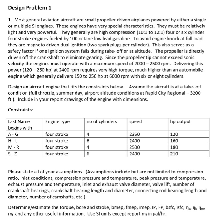Solved Design Problem 1 1. Most genera aviation aircraft are | Chegg.com