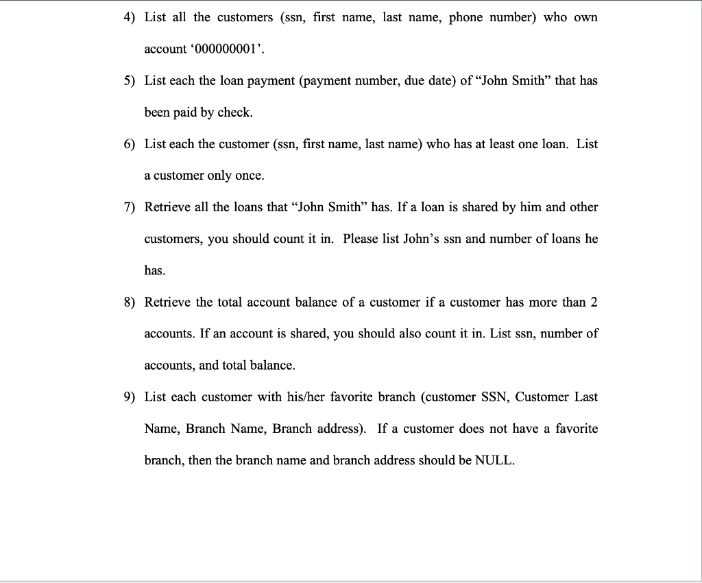 Solved Tables : 1.Table Name :Branch SQL Query : /*1.Create | Chegg.com