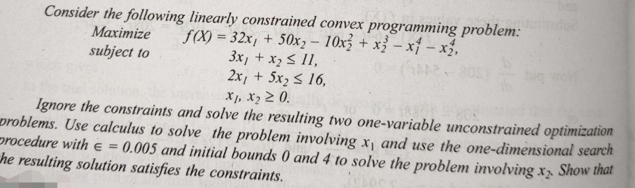 Solved Consider the following linearly constrained convex | Chegg.com