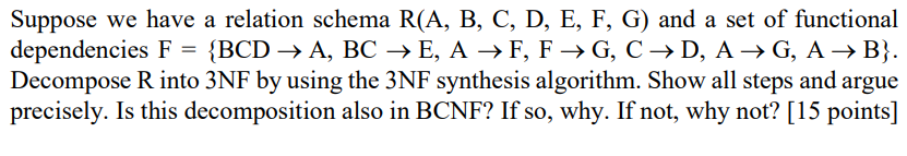 Suppose we have a relation schema R(A, B, C, D, E, F, | Chegg.com