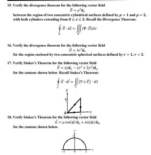 Solved 15. Verify the divergence theorem for the following | Chegg.com