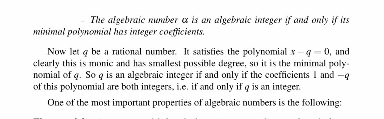 The algebraic number a is an algebraic integer if and | Chegg.com
