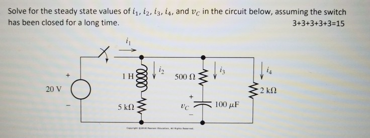 Solved Solve for the steady state values of i1, i2, i3, i4, | Chegg.com