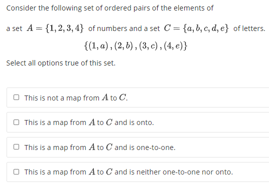 Solved Consider the following set of ordered pairs of the | Chegg.com