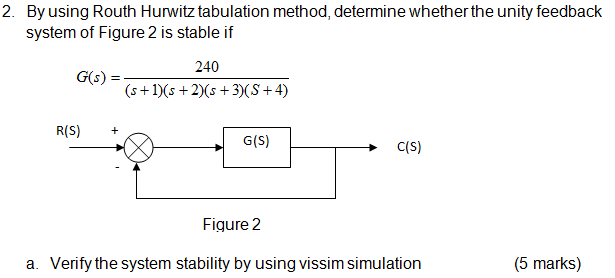 Solved 2. By using Routh Hurwitz tabulation method, | Chegg.com