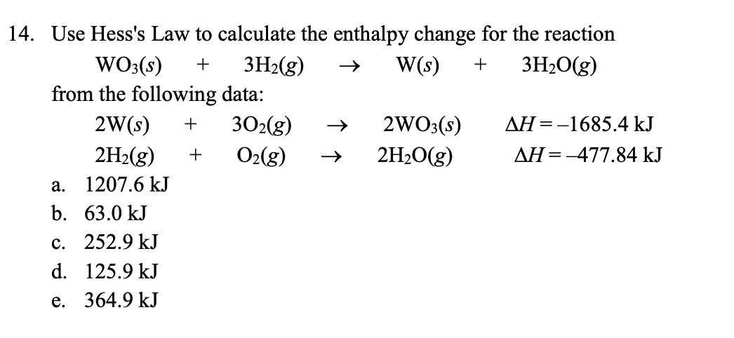 Solved 4. Use Hess's Law to calculate the enthalpy change | Chegg.com