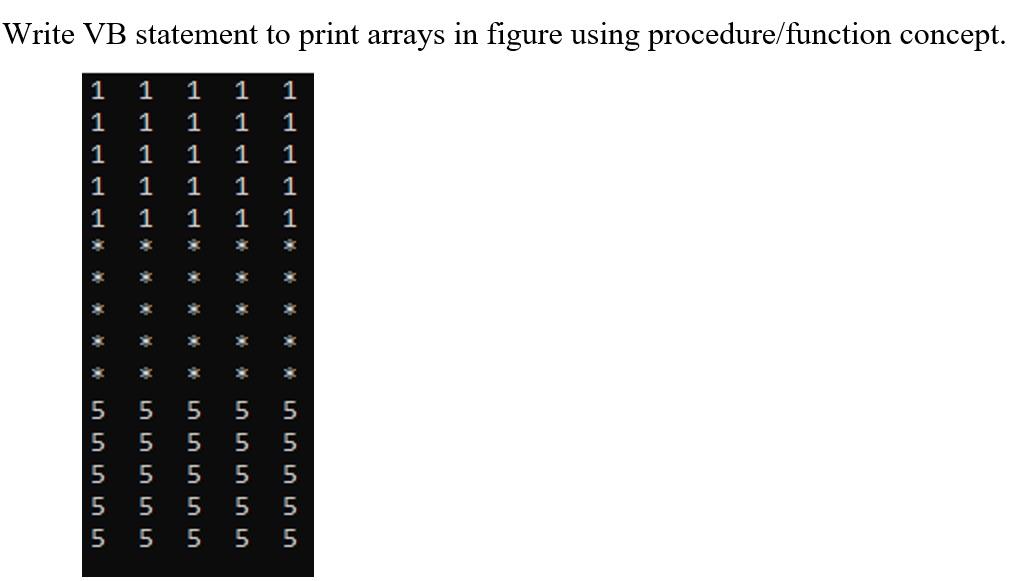 Solved Write VB statement to print arrays in figure using | Chegg.com