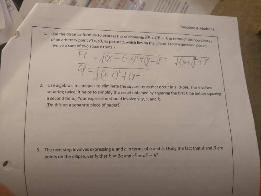 Solved (- 01 ( 0) Figure 2. B: Ellipse Given: Two fixed | Chegg.com