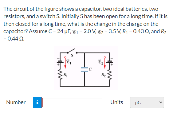 [Solved]: The circuit of the figure shows a capacitor, two