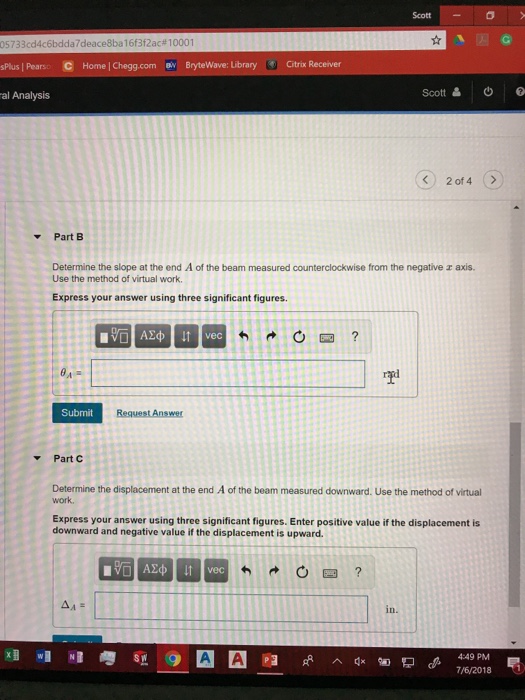 Solved KAssignment 7 b Beam Deflections using Virtual Work | Chegg.com