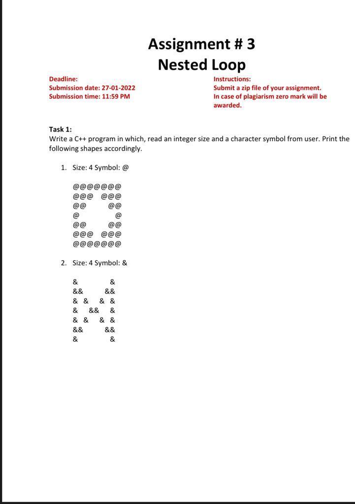 Solved Assignment #3 Nested Loop Deadline: Submission date: | Chegg.com