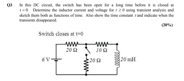 Solved Q3 In this DC circuit, the switch has been open for a | Chegg.com