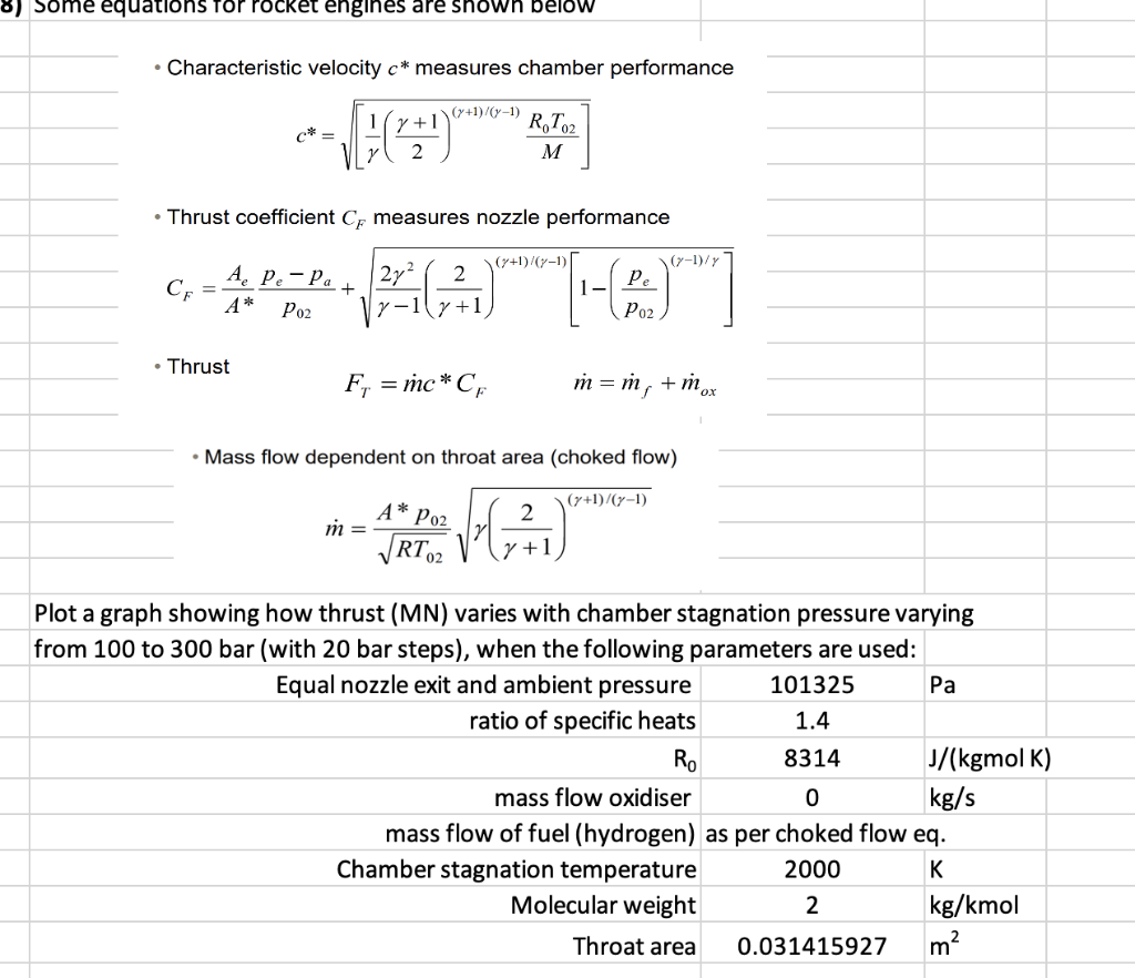 Solved 8) Some equations for rocket engines are shown below | Chegg.com