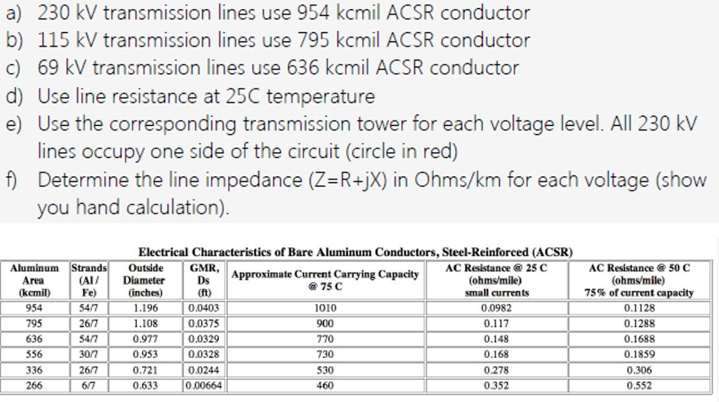 Solved a) 230 kV transmission lines use 954 kcmil ACSR | Chegg.com