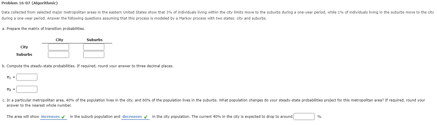 Solved Problem 16-07 (Algorithmic) Data collected from | Chegg.com