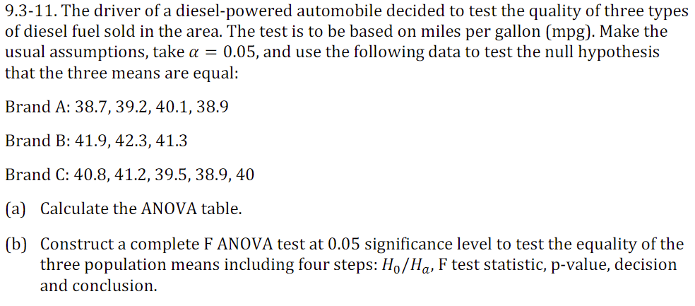 Solved 9.3-11. The driver of a diesel-powered automobile | Chegg.com