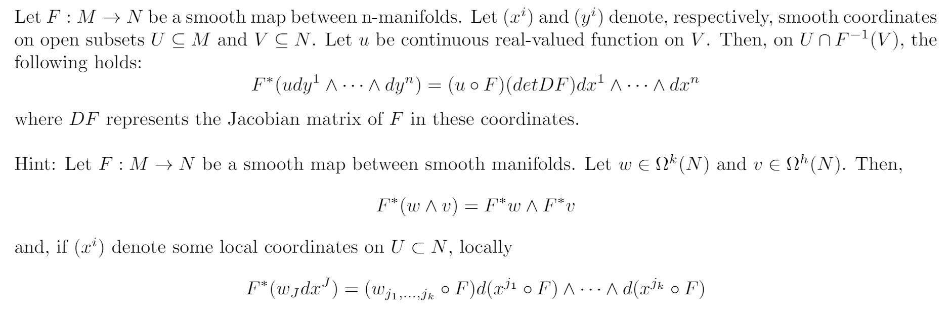 Solved Let F:M + N be a smooth map between n-manifolds. Let | Chegg.com