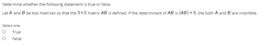 Solved Determine whether the following statement is true or | Chegg.com