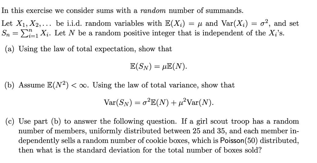 Solved In this exercise we consider sums with a random | Chegg.com
