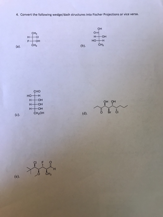 Solved Chemistry 231 Extra Practice with Fischer Projections | Chegg.com