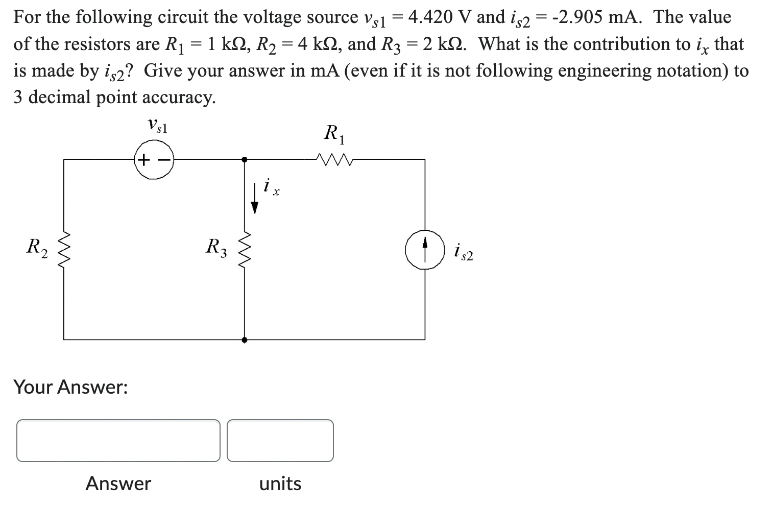 Solved In the following circuit the voltage source vs=7.045 | Chegg.com