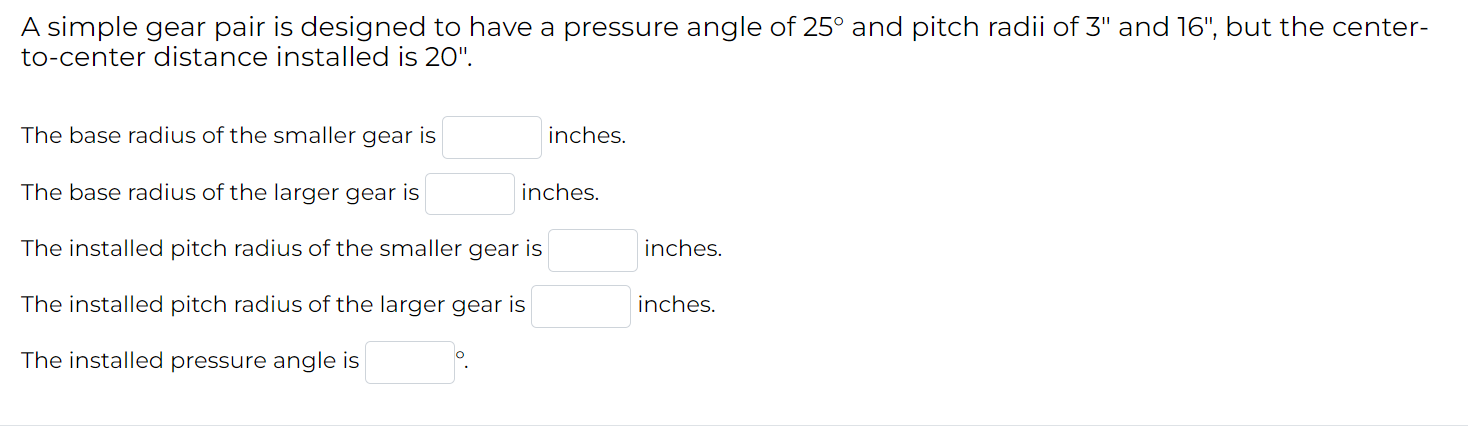 Solved A simple gear pair is designed to have a pressure | Chegg.com