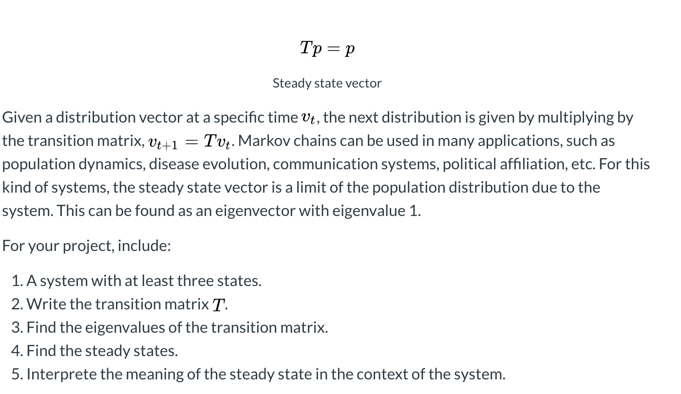 Solved Tp =p Steady state vector = Given a distribution | Chegg.com