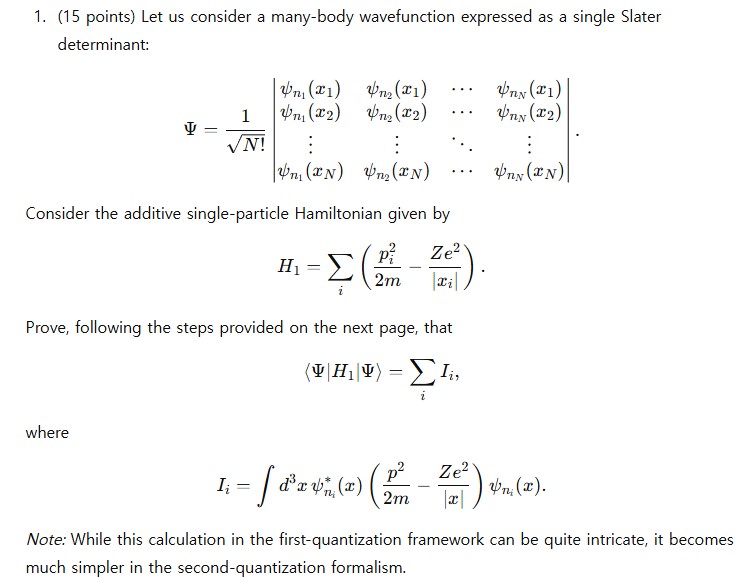 Solved (15 ﻿points) ﻿Let us ﻿consider a many-body | Chegg.com