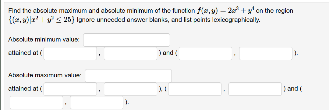 Solved Find the absolute maximum and absolute minimum of the | Chegg.com