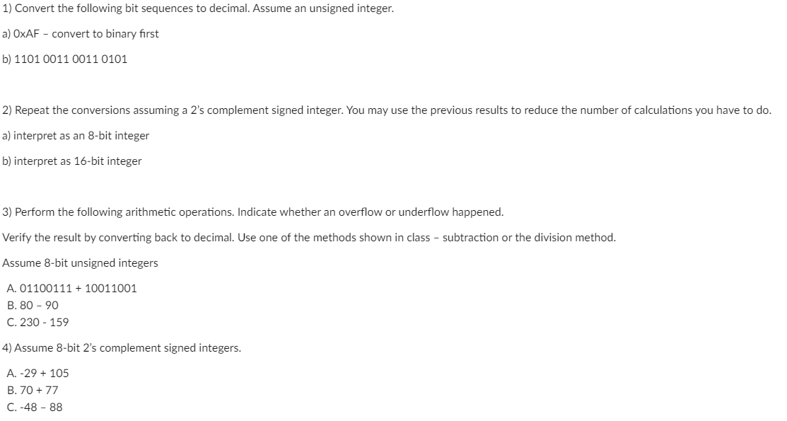 [solved] 1 Convert The Following Bit Sequences To Decima