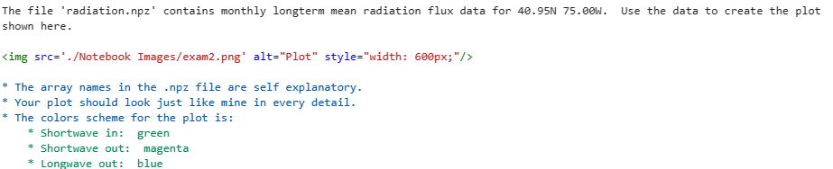 Solved The file 'radiation. npz' contains monthly longterm | Chegg.com