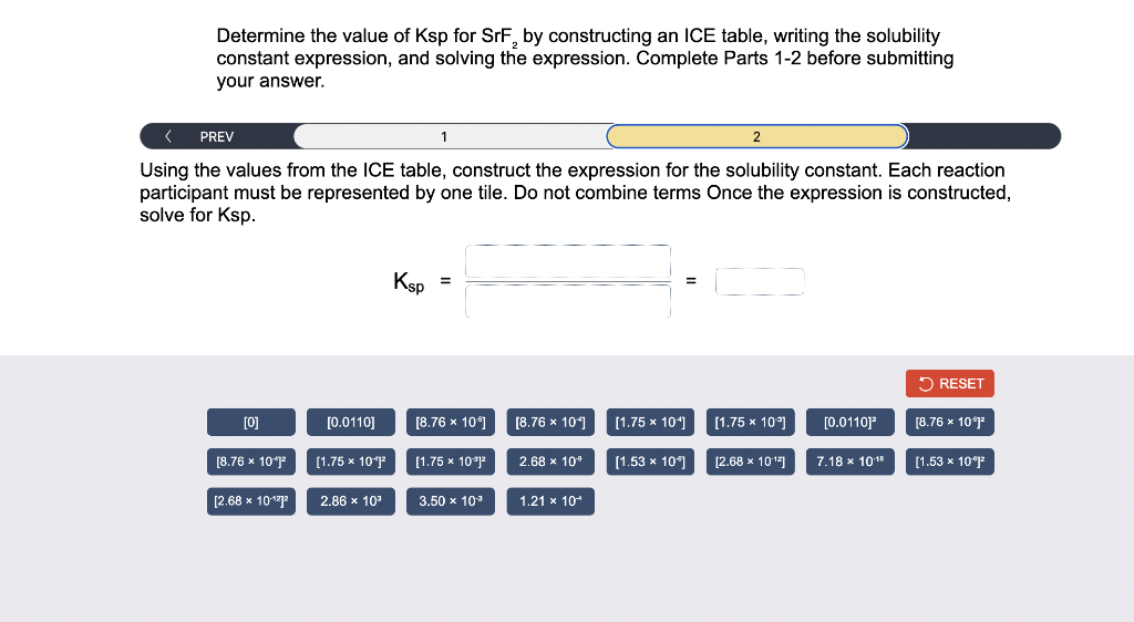 Solved Determine the value of Ksp for SrF2 by constructing | Chegg.com
