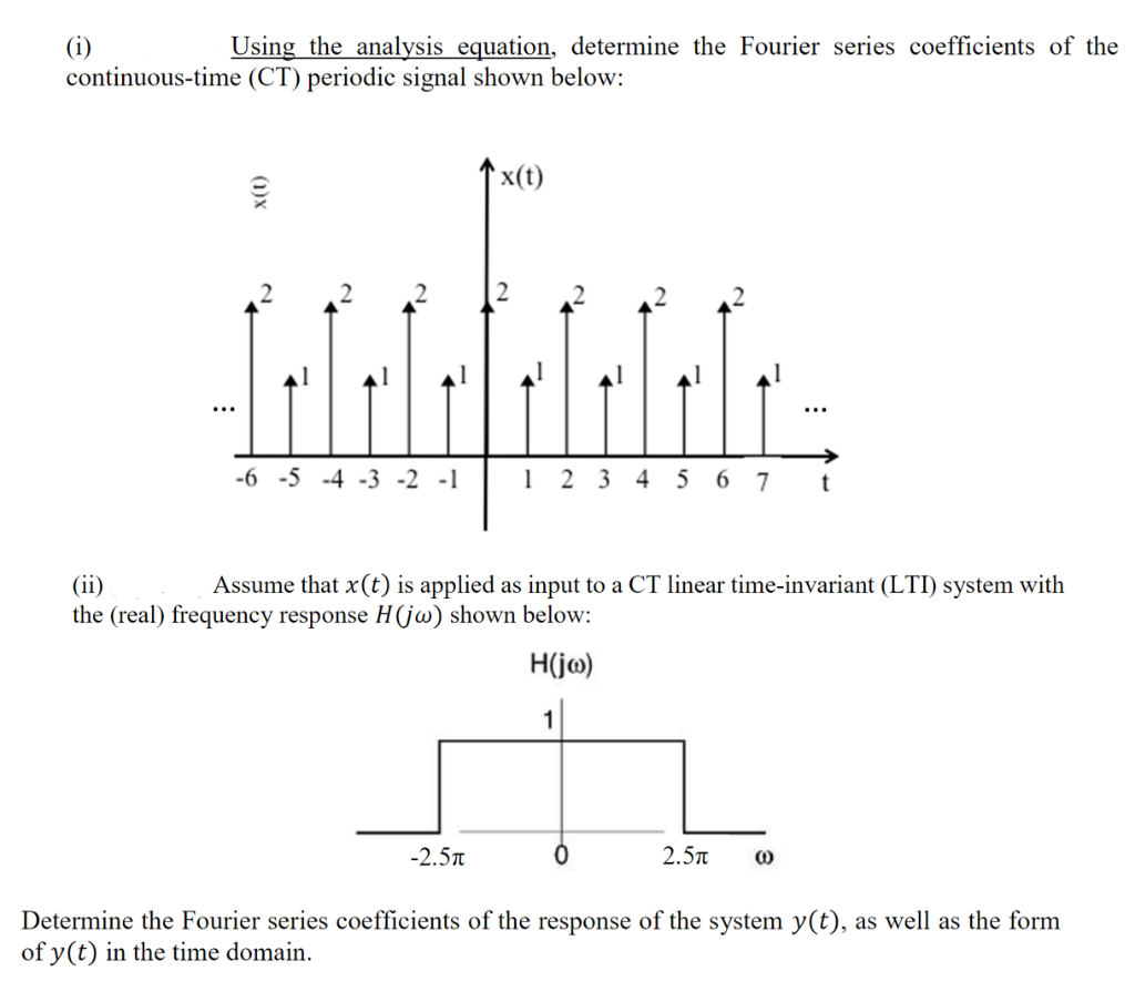 Solved Using The Analysis Equation Determine The Fourier