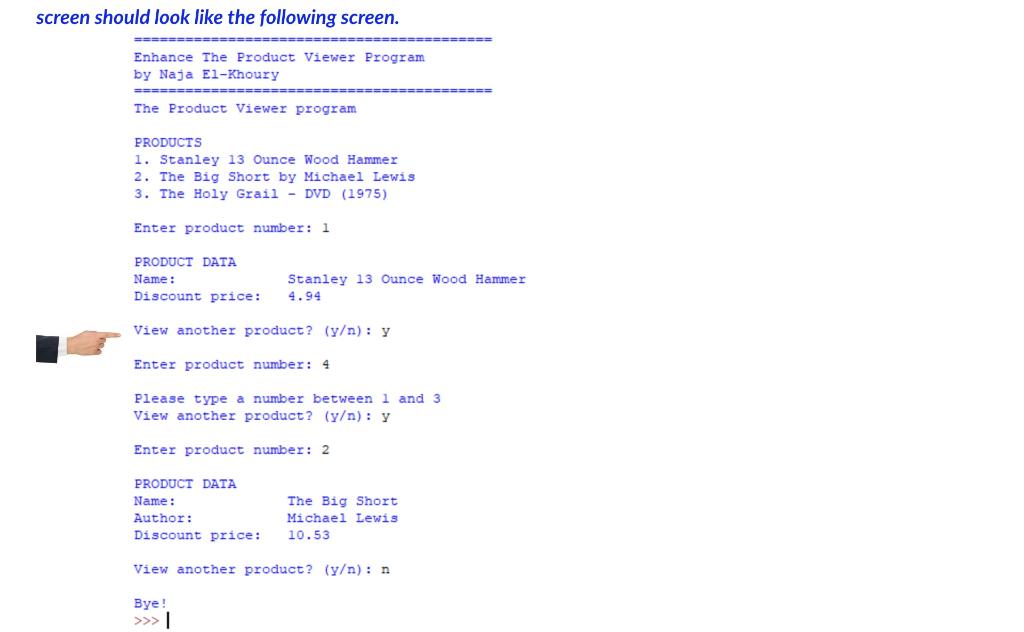 Solved 1. In this exercise, you'll create Product _Viewer.py | Chegg.com