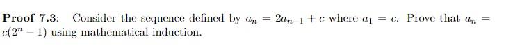 Solved Proof 7.3: Consider the sequence defined by an=2an+c | Chegg.com