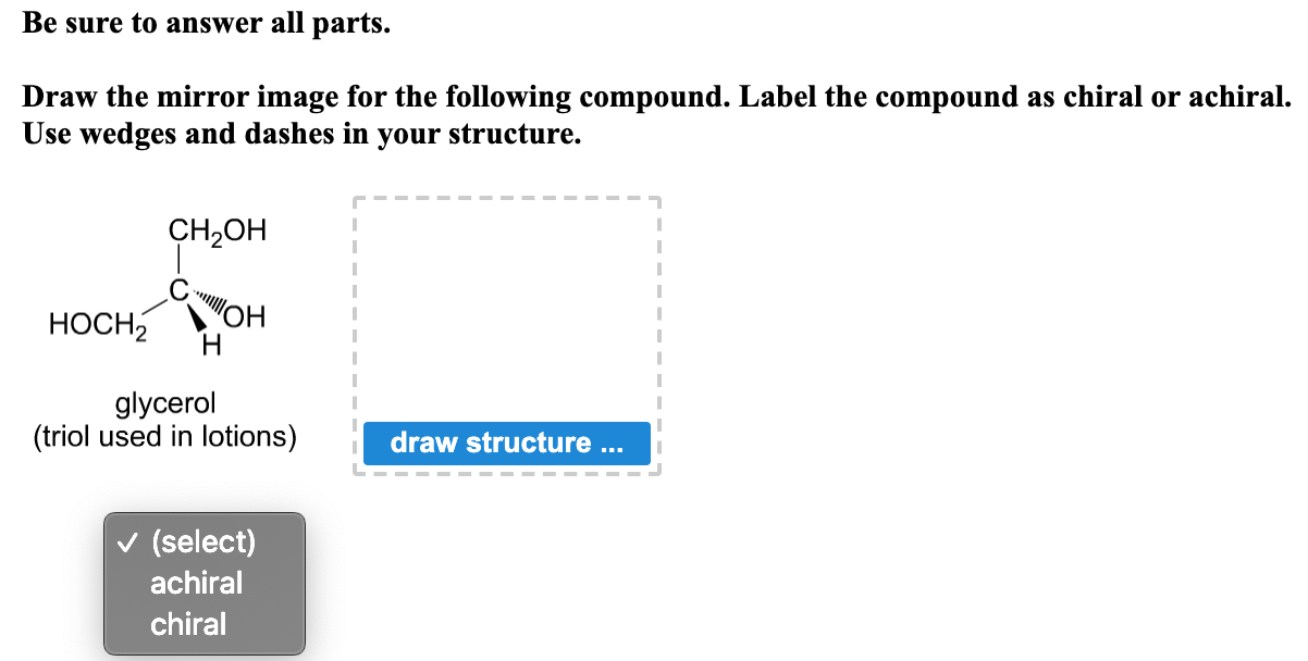 Solved Be sure to answer all parts. Draw the mirror image | Chegg.com