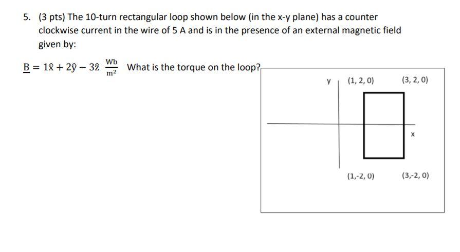 Solved 5. (3 pts) The 10-turn rectangular loop shown below | Chegg.com
