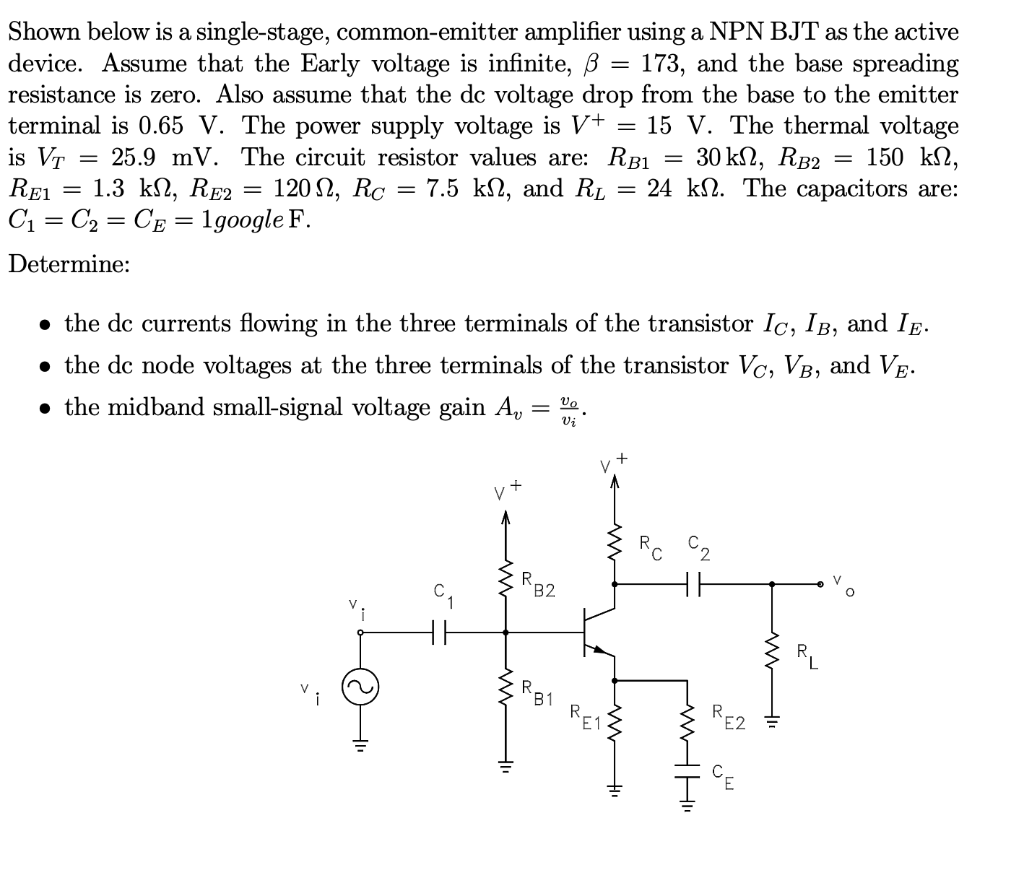 Solved Shown below is a single-stage, common-emitter | Chegg.com