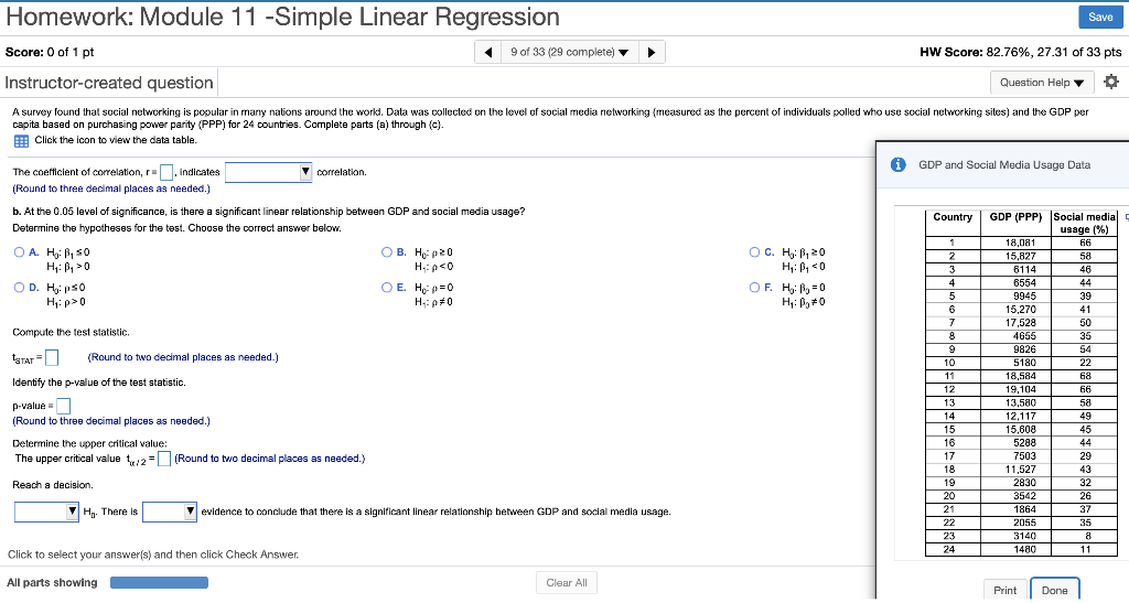 Solved Homework: Module 11 - Simple Linear Regression Save | Chegg.com