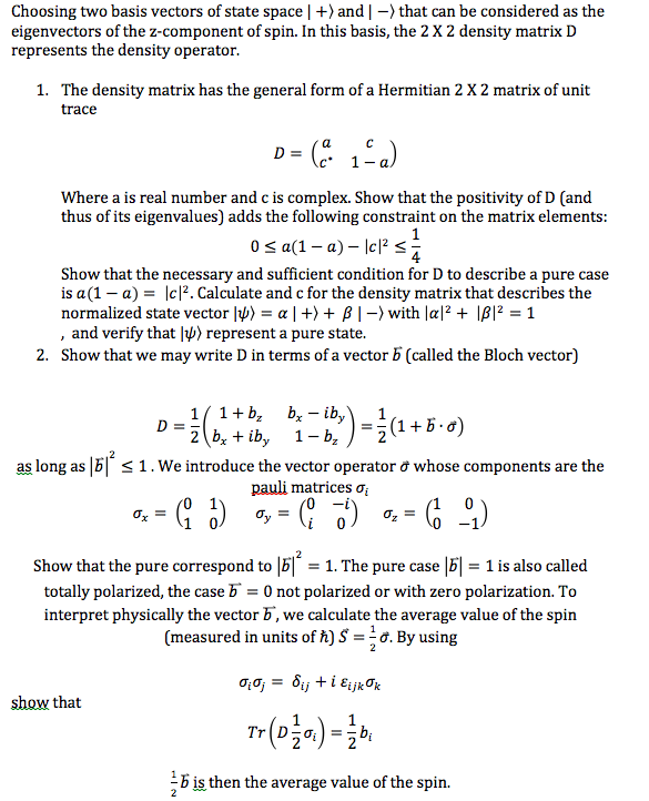 Solved Choosing two basis vectors of state space | +) and / | Chegg.com