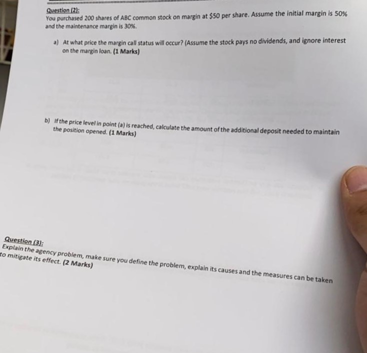 Solved Question (2): You purchased 200 shares of ABC common | Chegg.com