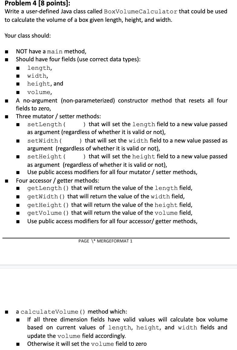 Solved Problem 4 8 Points Write A User Defined Java Class 4114