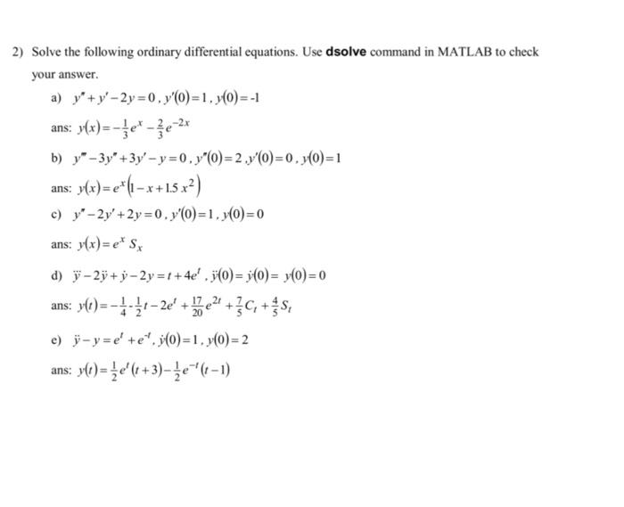 Solved 2) Solve the following ordinary differential | Chegg.com